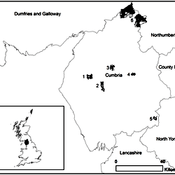 Map of red squirrel reserves in Cumbria and neighbouring counties with ...