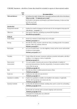 STROBE statement—A checklist of items that should be included in ...