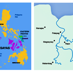 Map of the Philippines showing Northern Samar province highlighted red ...