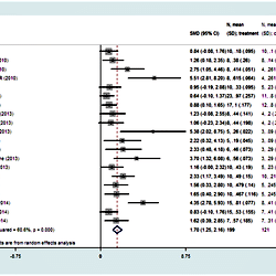 The random-effect model forest plot graph shows the standard mean differences (SMD), 95% ...