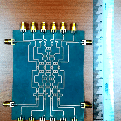 The photograph of the fabricated 8 × 8 Butler matrix.