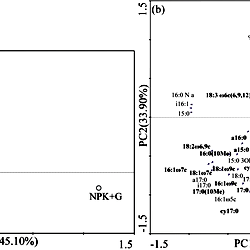 Principal component analysis of the PLFA patterns from soils under ...