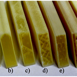 Cross-sections of the tested samples including the raw material cast ...