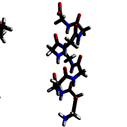 Schematic stick-figure diagrams of α-helix (top left and middle) and ...