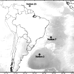 Map of the station locations used in this study, marked as stations 2 ...