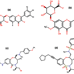 Two molecules of acid-onion family and two molecules of amid family.