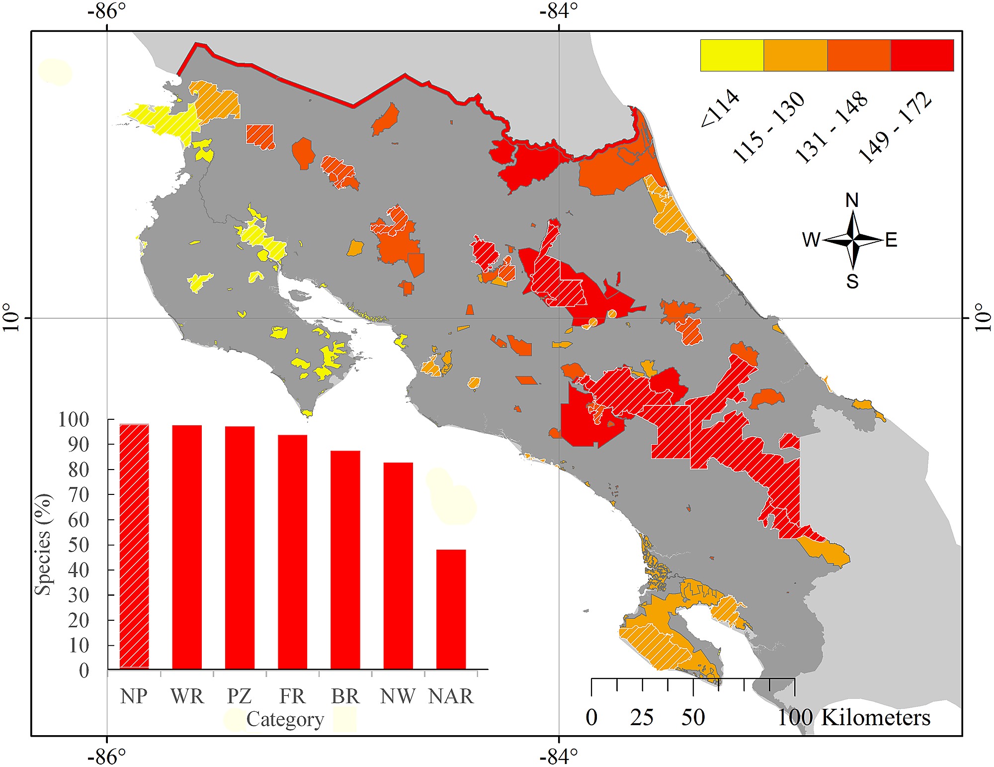 Costa Rica Population Density Map