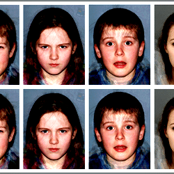 Examples of the 6 face prototypes each showing one of the 6 emotional ...