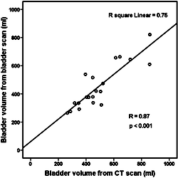 Correlation of bladder volume measured using a bladder scan and ...