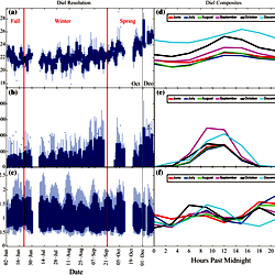 High resolution plots of temperature, light and water depth.