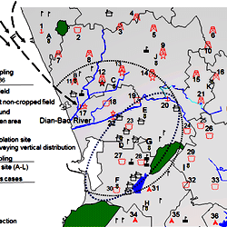 The distribution of melioidosis cases and sampling sites.