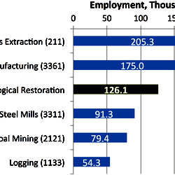 Direct jobs in ecological restoration and selected carbon intensive ...