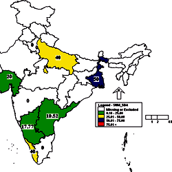 Incidence of Sialodacryoadenitis virus (SDAV) in different states of India.