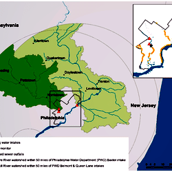 City of Philadelphia study region showing the Schuylkill River and ...