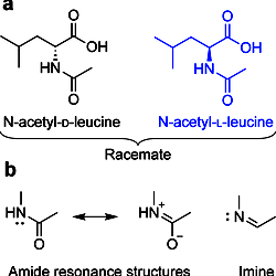 Chemical structure of N-acetyl-leucine.