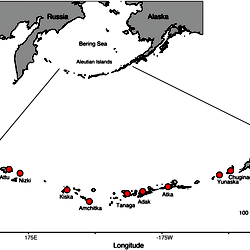 Map of the Aleutian Archipelago.