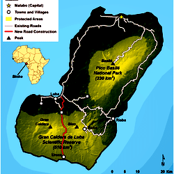 Distribution of major human settlements, main roads, and protected ...