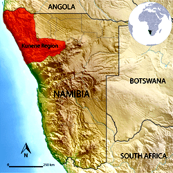 The location of the Kunene Region (red shaded area) in north-western ...