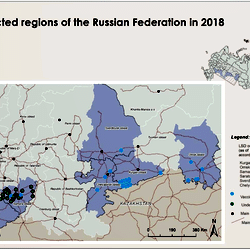 Map of LSD outbreaks in 2018 (LSD: Lumpy Skin Disease).