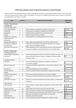 COREQ (COnsolidated criteria for REporting Qualitative research) checklist.