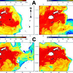 Cumulative particle count heat maps for 2014 and 2015 datasets (ENSO ...