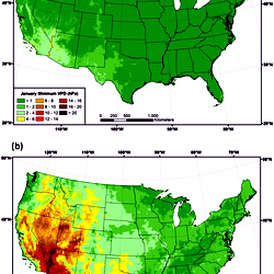 Maps of mean minimum vapor pressure deficit (VPDmin).