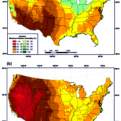 Maps of minimum relative humidity.