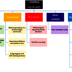 Themes identified in each construct of the i-PARIHS framework.