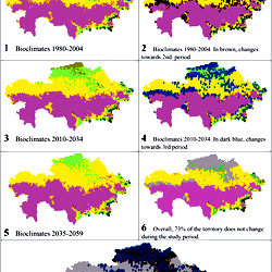 Maps of bioclimates and their evolution.