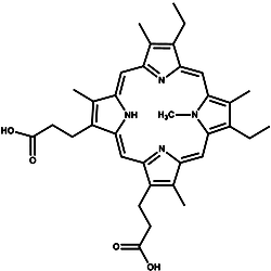 Structure of N-methyl mesoporphyrin IX (NMM).