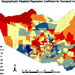 Geographically Weighted Regression Coefficient for Townsend Index.