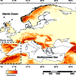 Elevation map of the Western Palaearctic.
