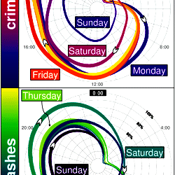 Cyclic patterns of crime and crashes.