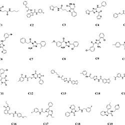 Chemical structures of compounds C1—C19.