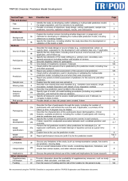 TRIPOD checklist: Prediction model development.