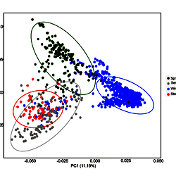 Principal component analysis (PCA) plot of the first two components ...
