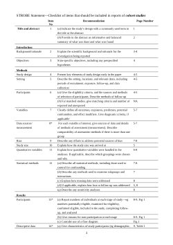 STROBE statement—checklist of items that should be included in reports ...
