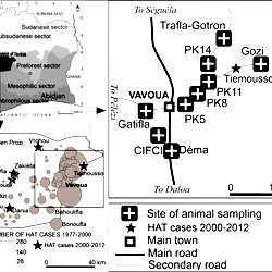 Study area and sites of animal sampling.