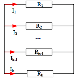 Schematic diagram of a parallel circuit.