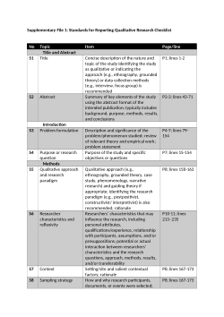 Item - Standards for reporting qualitative research checklist. - Public ...