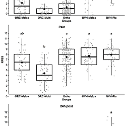 Box-plot of the scores (median/amplitude) of the RPBS (rabit pain ...
