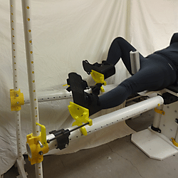 Details of one leg straight and the other flexed and abducted.