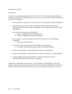 Initial interview guide used in the semi-structured interviews.