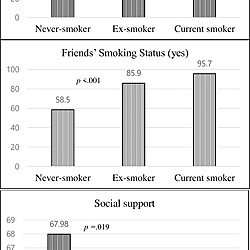 Interpersonal factors by smoking status.