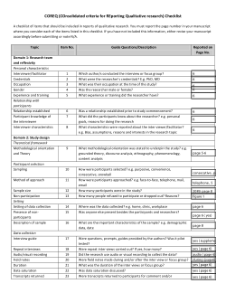 COREQ (COnsolidated criteria for REporting Qualitative research) checklist.