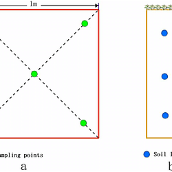 Schematic diagram of soil sampling (a: Layout of sample points; b ...