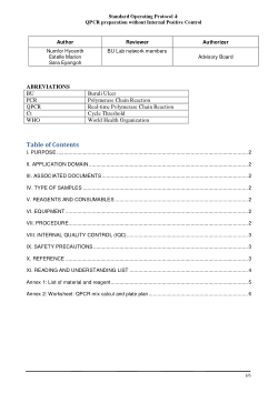 SOP4: Q-PCR protocol, master mix preparation, analysis of the results ...