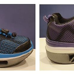 First version of the prototype shoes with varying thickness of the ...