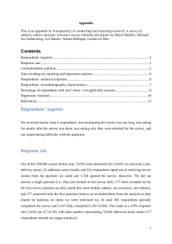 Details on the survey’s response rate, generalizability and bias, variable coding, and ...