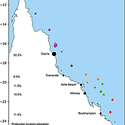 A spatial plot of optimal solution for parametrized base case.